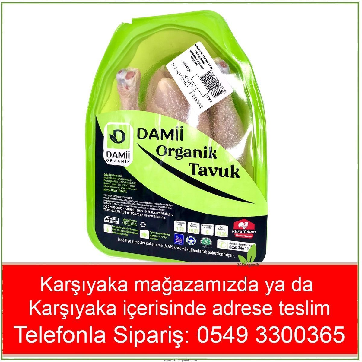 Damii Organik Tavuk Yarım 1.000gr (Kg Fiyatı 340 TL) | Organik Yarım ...